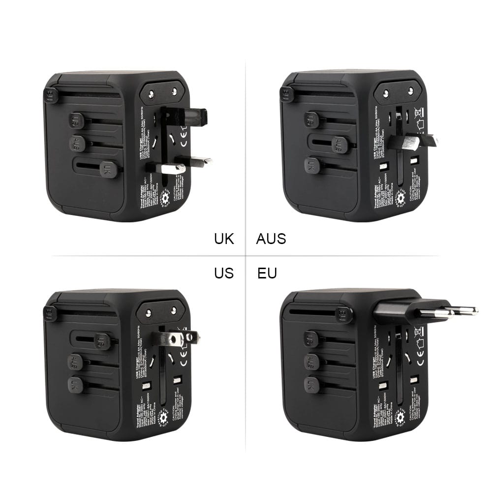 Universal Travel Adapter (Fast Charging) 4 USB with Travel Pouch ...